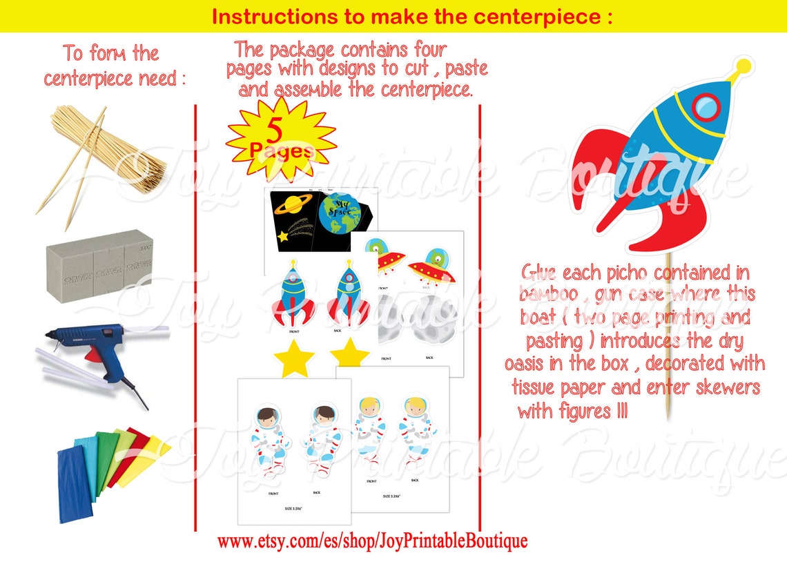 Printable Centerpiece "space" (instant Download) Digital Items Are Non ...