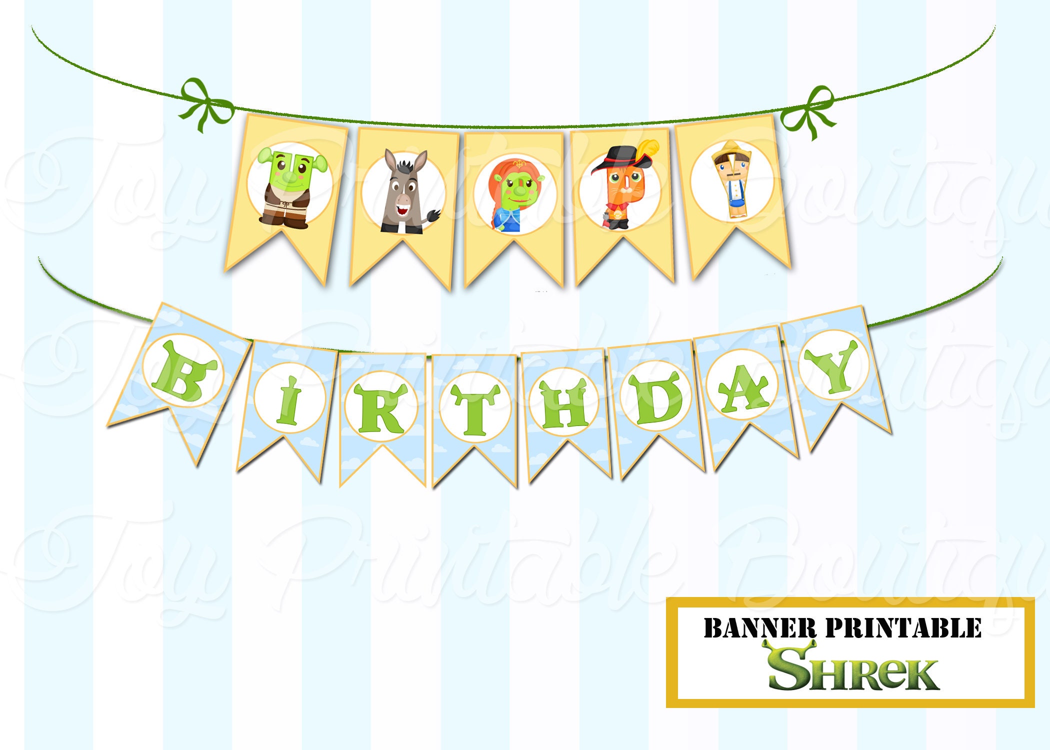 Printable Banner "shrek" (instant Download) Digital Items Are Non ...