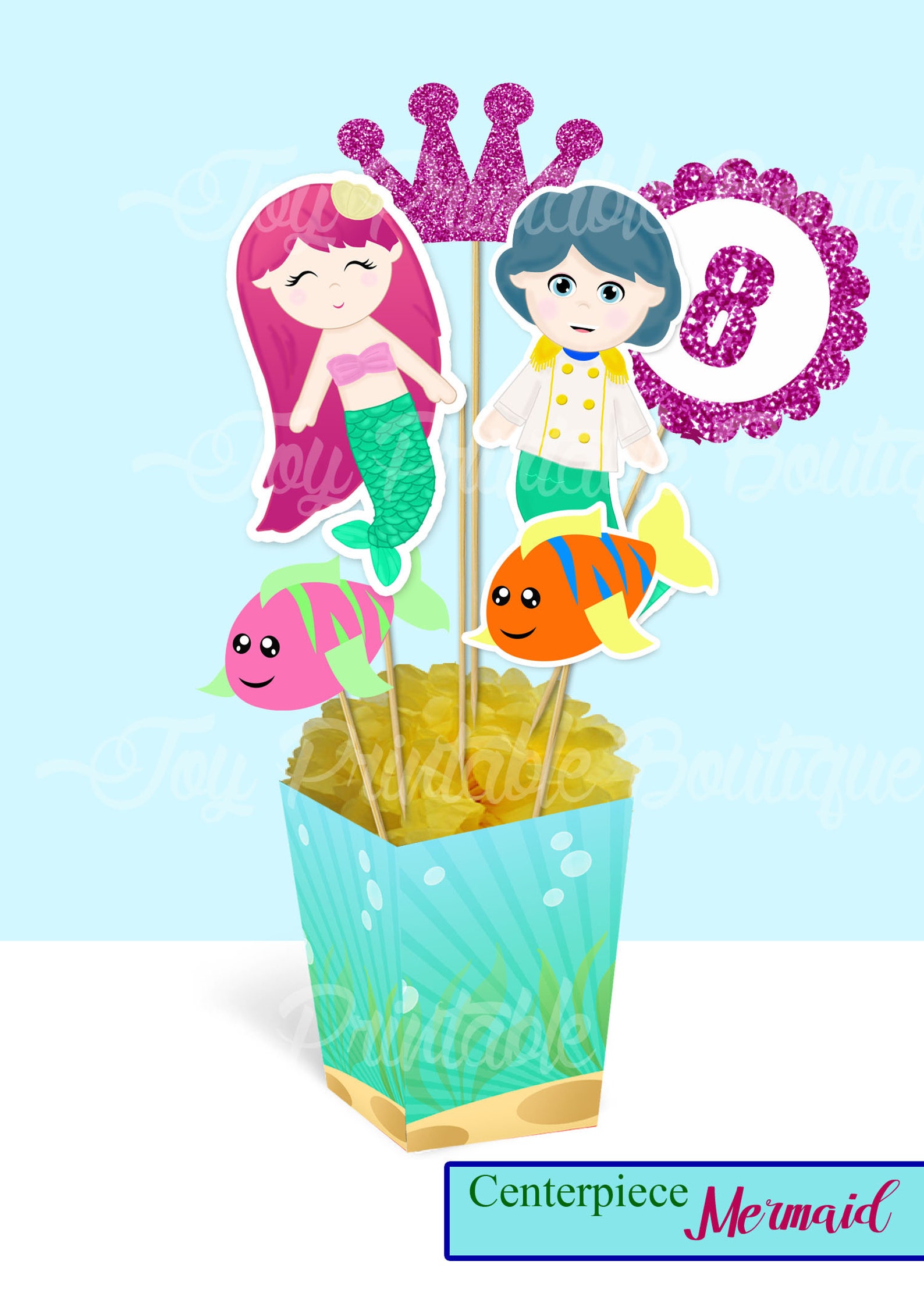 Printable Centerpiece mermaid instant Download - Etsy