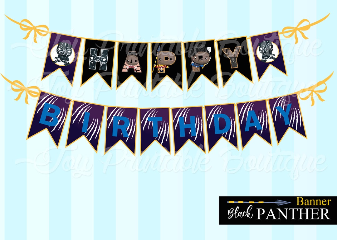 Printable Banner "black Panther" (instant Download) Digital Items Are ...