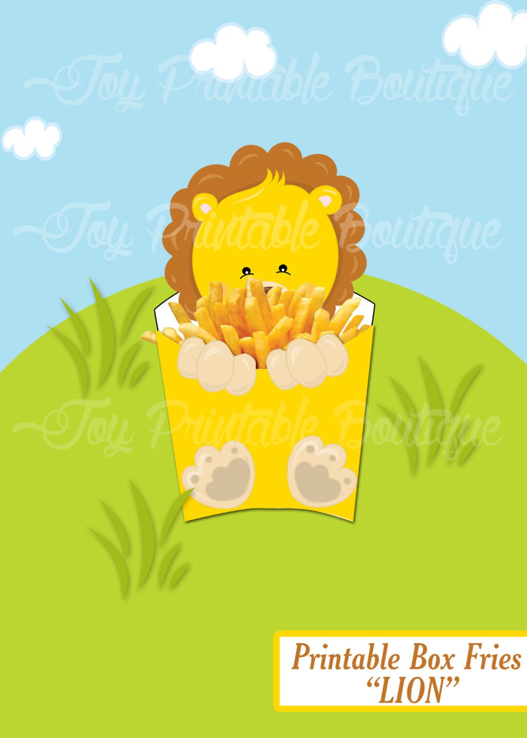 Printable Box for French Fries "lion" (instant Download) Digital Items ...