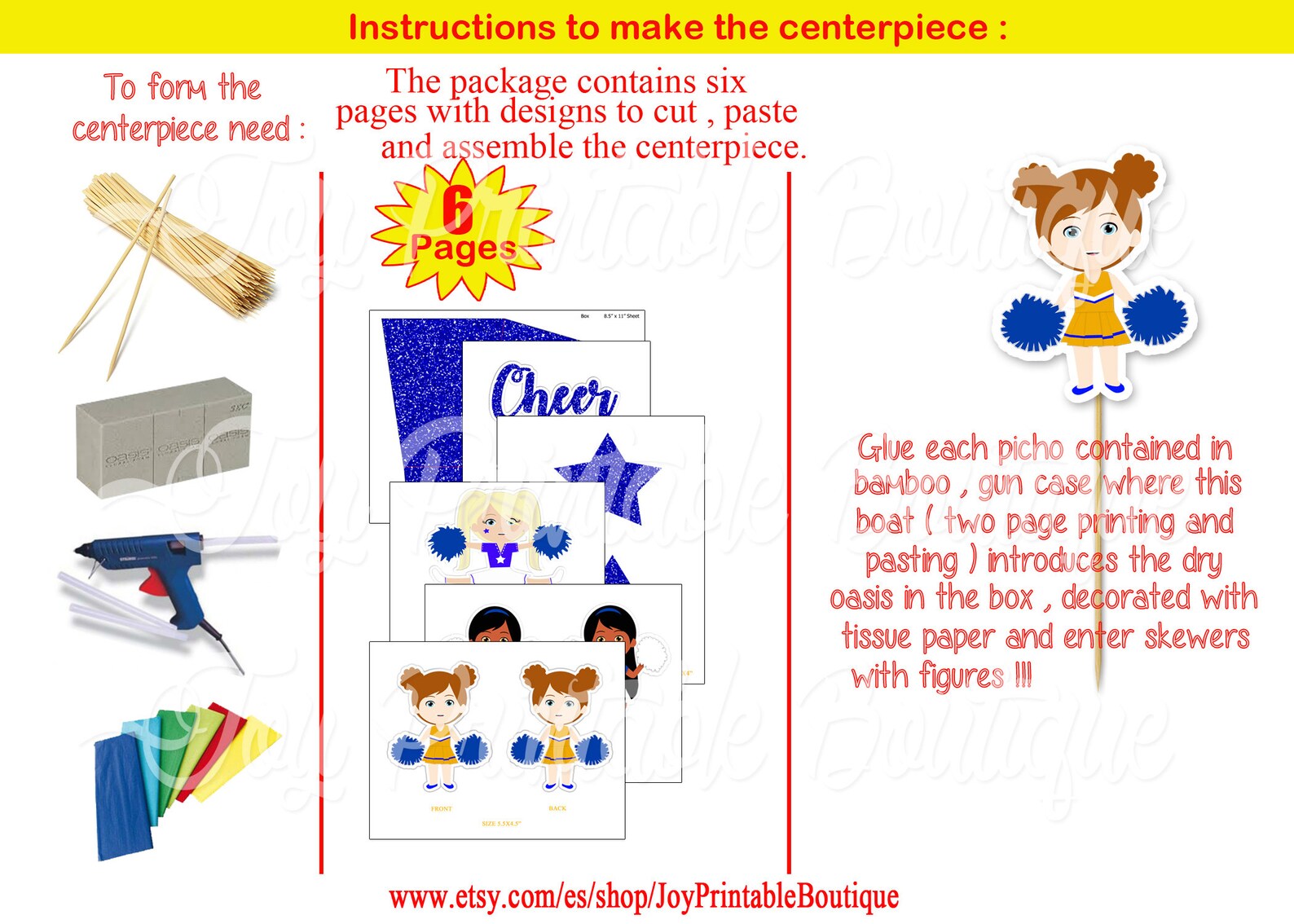 Printable Centerpiece for Party "cheer" (instant Download) Digital ...