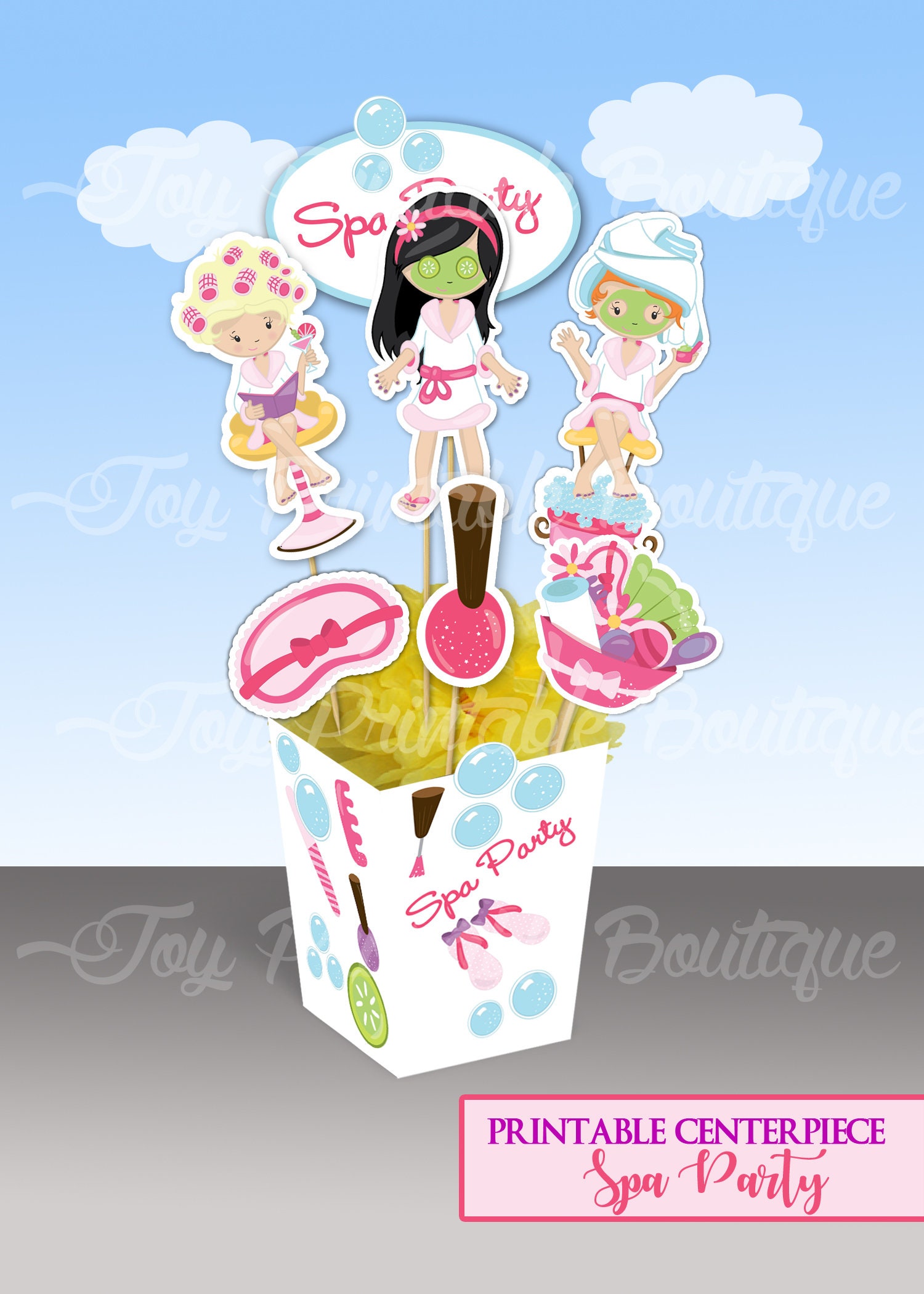 Printable Centerpiece "spa Party" (instant Download) Digital Items Are ...
