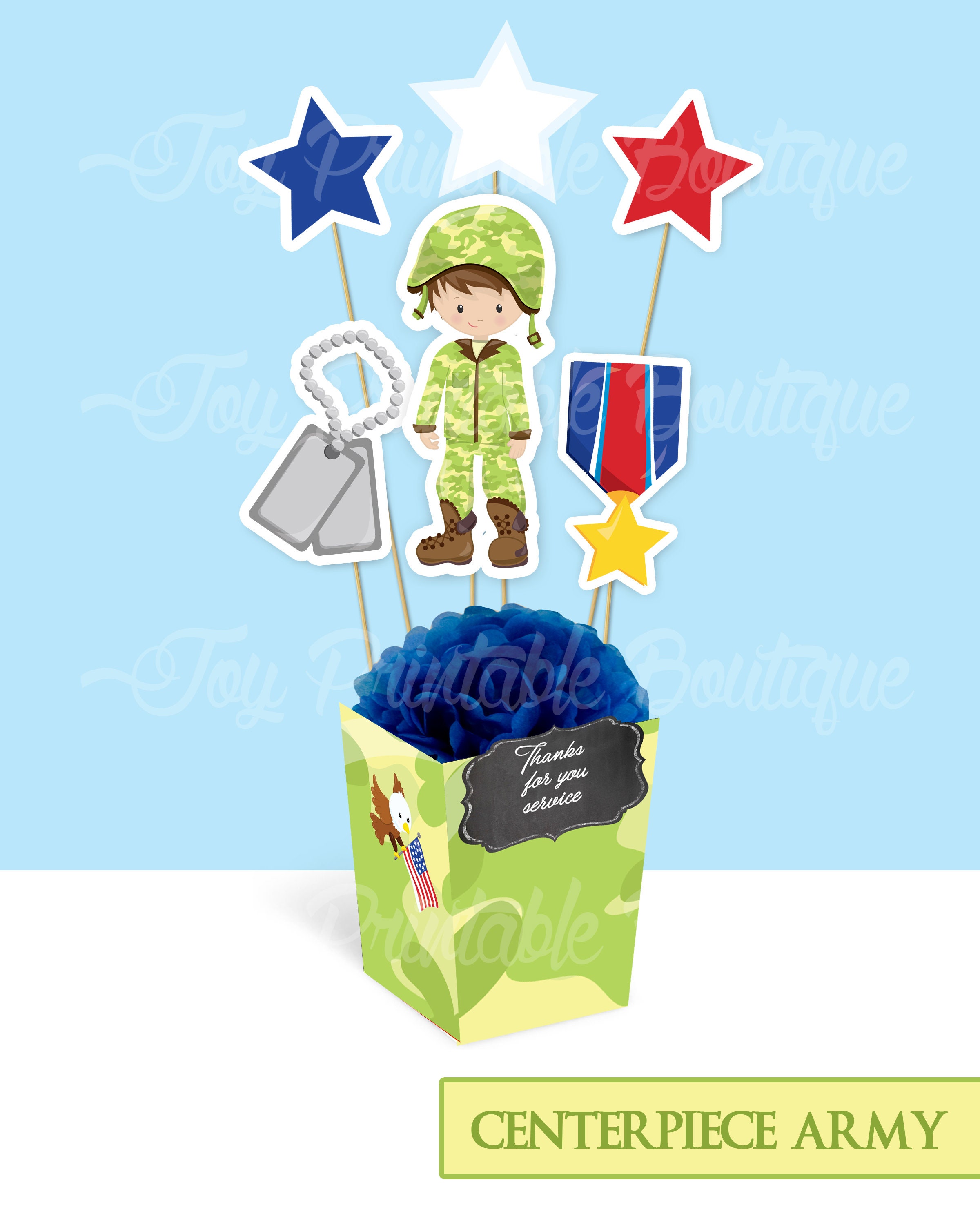 Printable Centerpiece "army" (instant Download) Digital Items Are Non ...