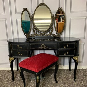 Black & Gold Dressing Table Gothic Style Olympus Dressing Table Black ...