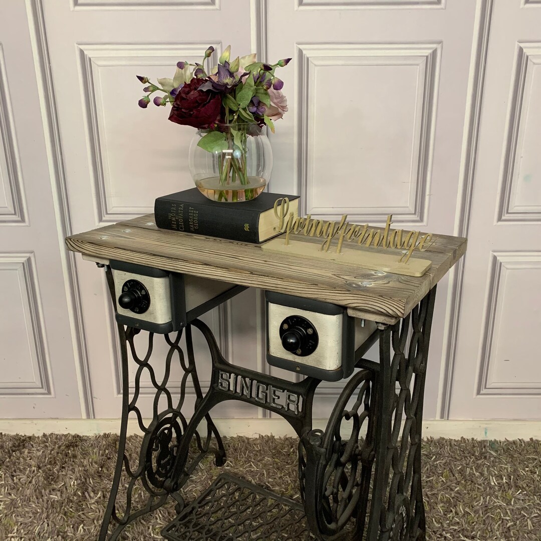 Singer Sewing Machine Table Industrial Style Console Table Yakisugi ...