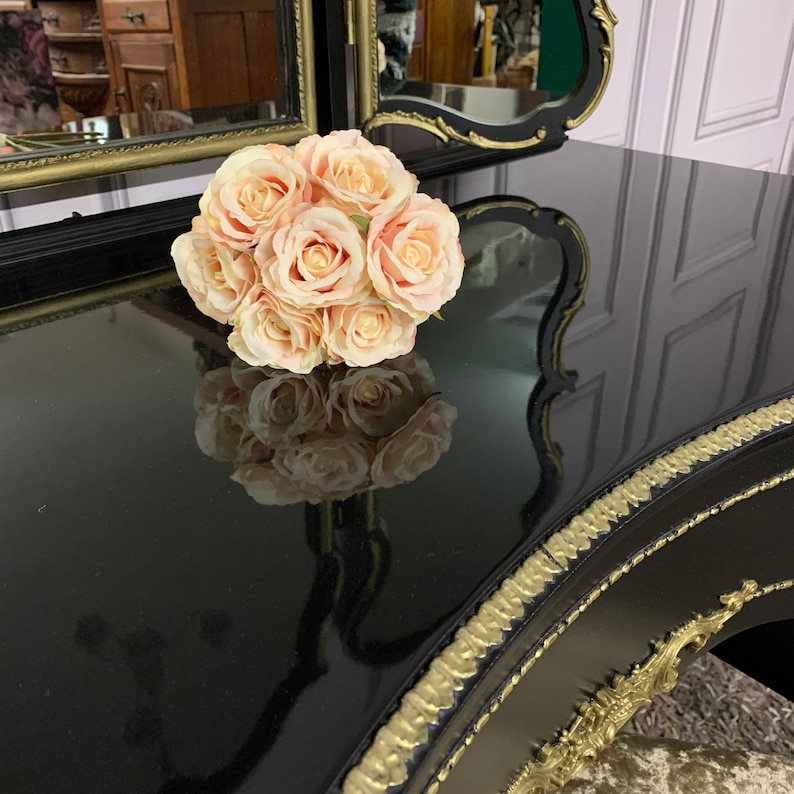 Gothic Style Dressing Table Black & Gold High Gloss Black - Etsy UK