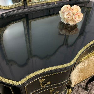 Gothic Style Dressing Table Black Gloss French Style Olympus Dressing ...
