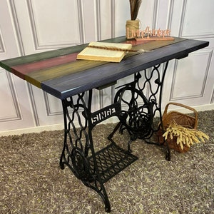 Singer Sewing Machine Table Singer Table Industrial Style Console Table ...