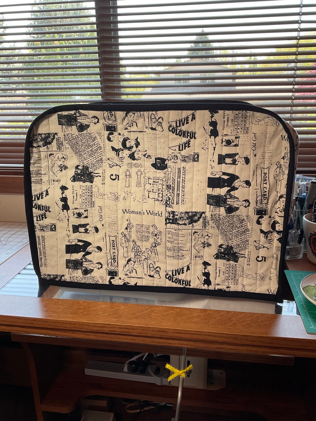 Quilted Sewing Machine Dust Cover 20x14x9 Inches, 1950’s Black ...
