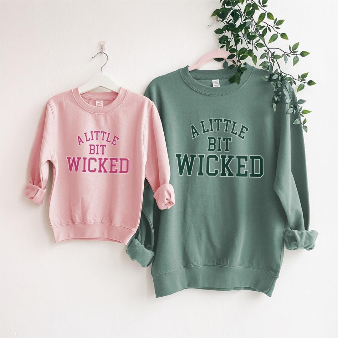A Little Bit Wicked Matching Pink & Green Sweatshirts - Etsy