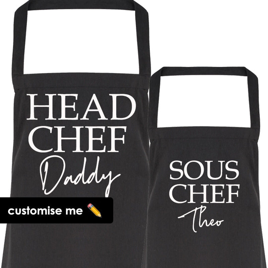 Personalised Daddy & Sous Chef Matching Aprons - Etsy UK