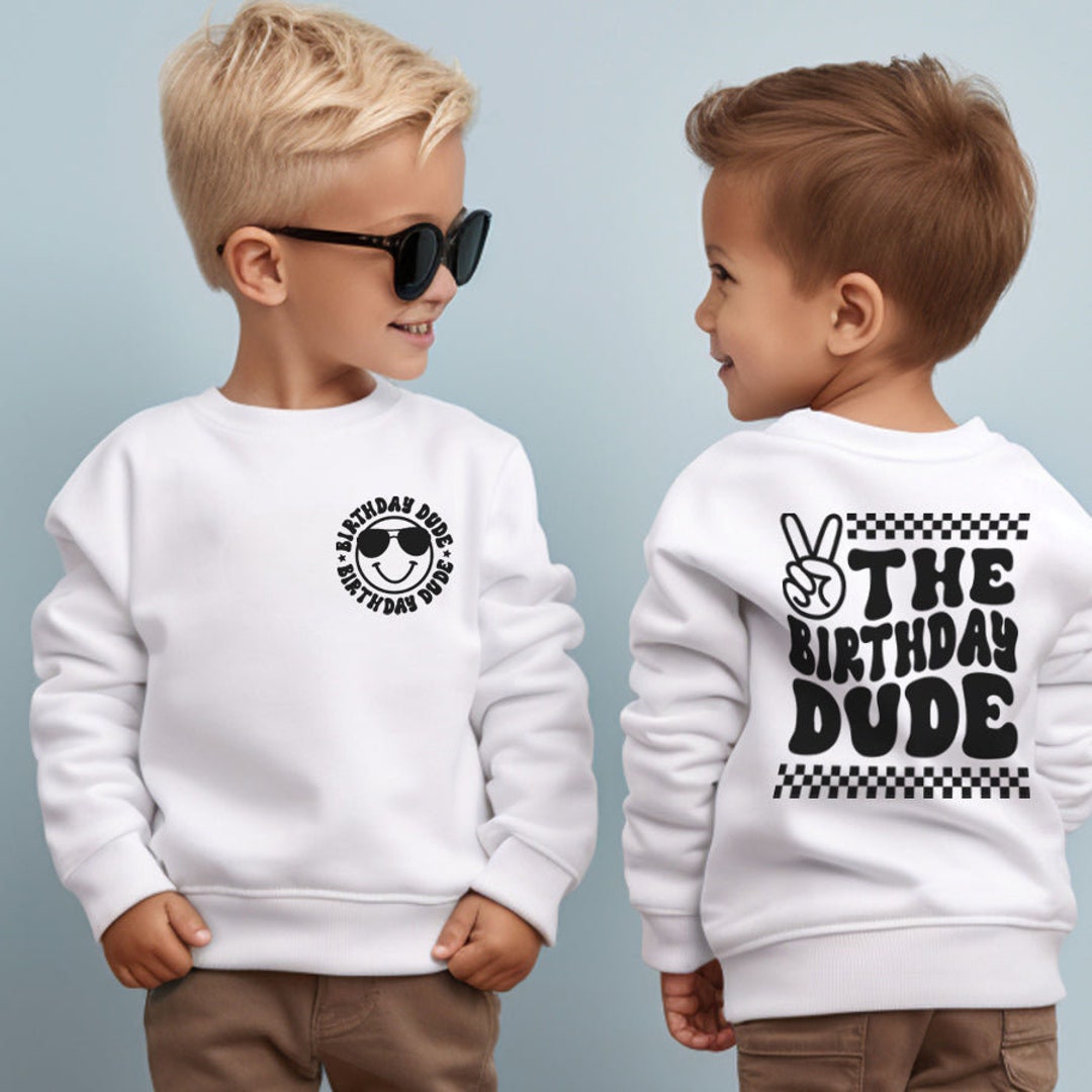 Birthday Dude Front & Back Graphic Kids Sweatshirt - Etsy