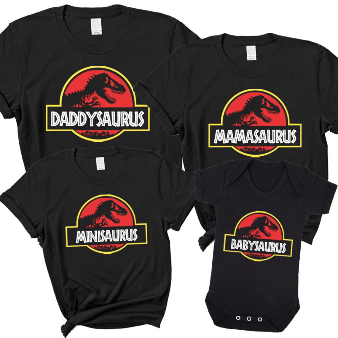 Jurassic Daddy, Mama & Mini-saurus Matching Black T-shirt/baby Vest - Etsy