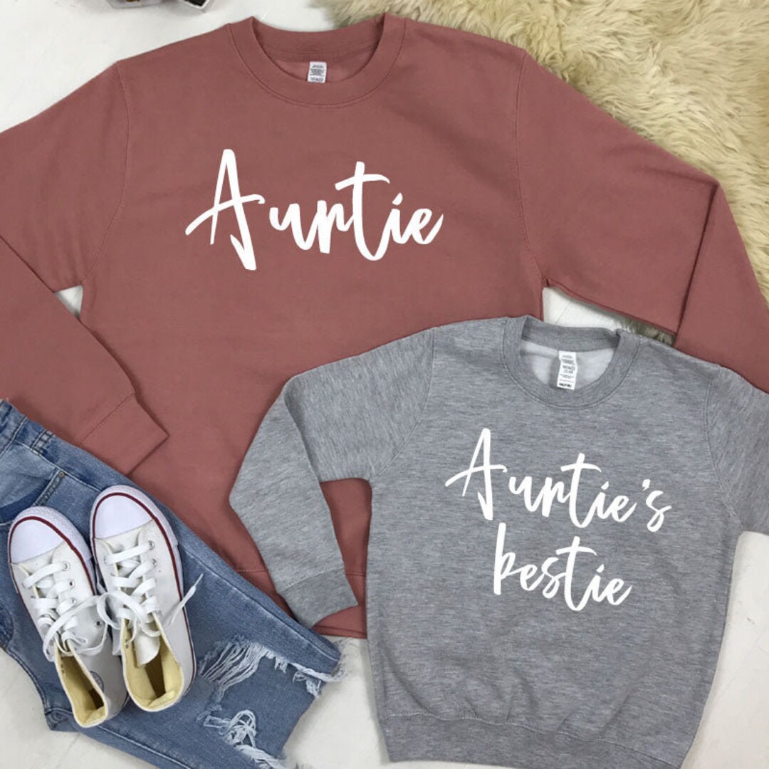 Auntie & Auntie's Bestie Chelsea Script Sweatshirts - Etsy