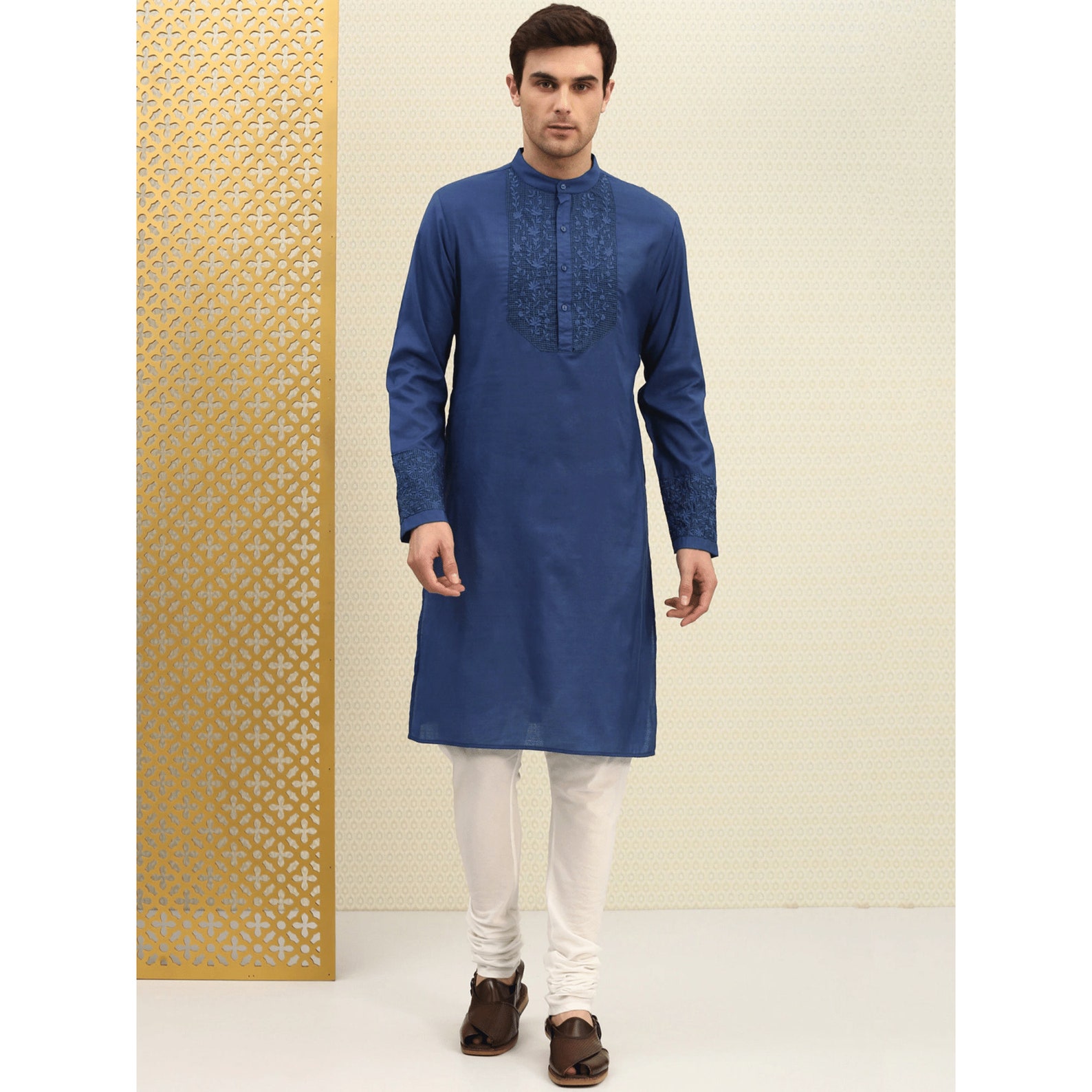 Custom Made Eid Men Embroidery Kurta Pajama Set 100% Cotton - Etsy