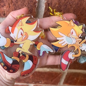 Super Sonic & Shadow Spinning Acrylic Keychains - Etsy