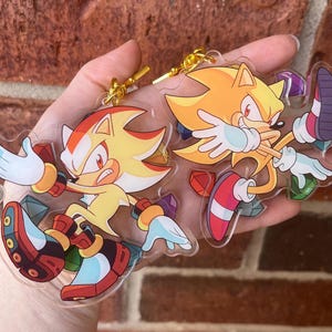Super Sonic & Shadow Spinning Acrylic Keychains - Etsy