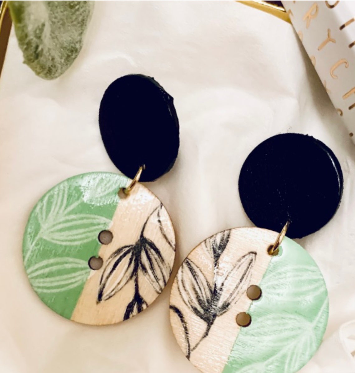 Light Weight Jewelry, Hand Painted, Wooden Earrings. Flowers, Spring ...