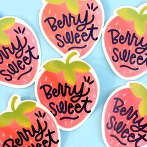 Berry Sweet Strawberry Sticker Cute Illustration and Hand Lettering ...