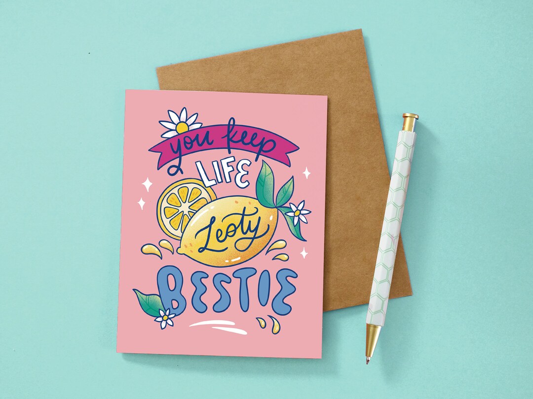 Best Friend Zesty Lemon Greeting Card Cute Colorful Illustration Gifts ...