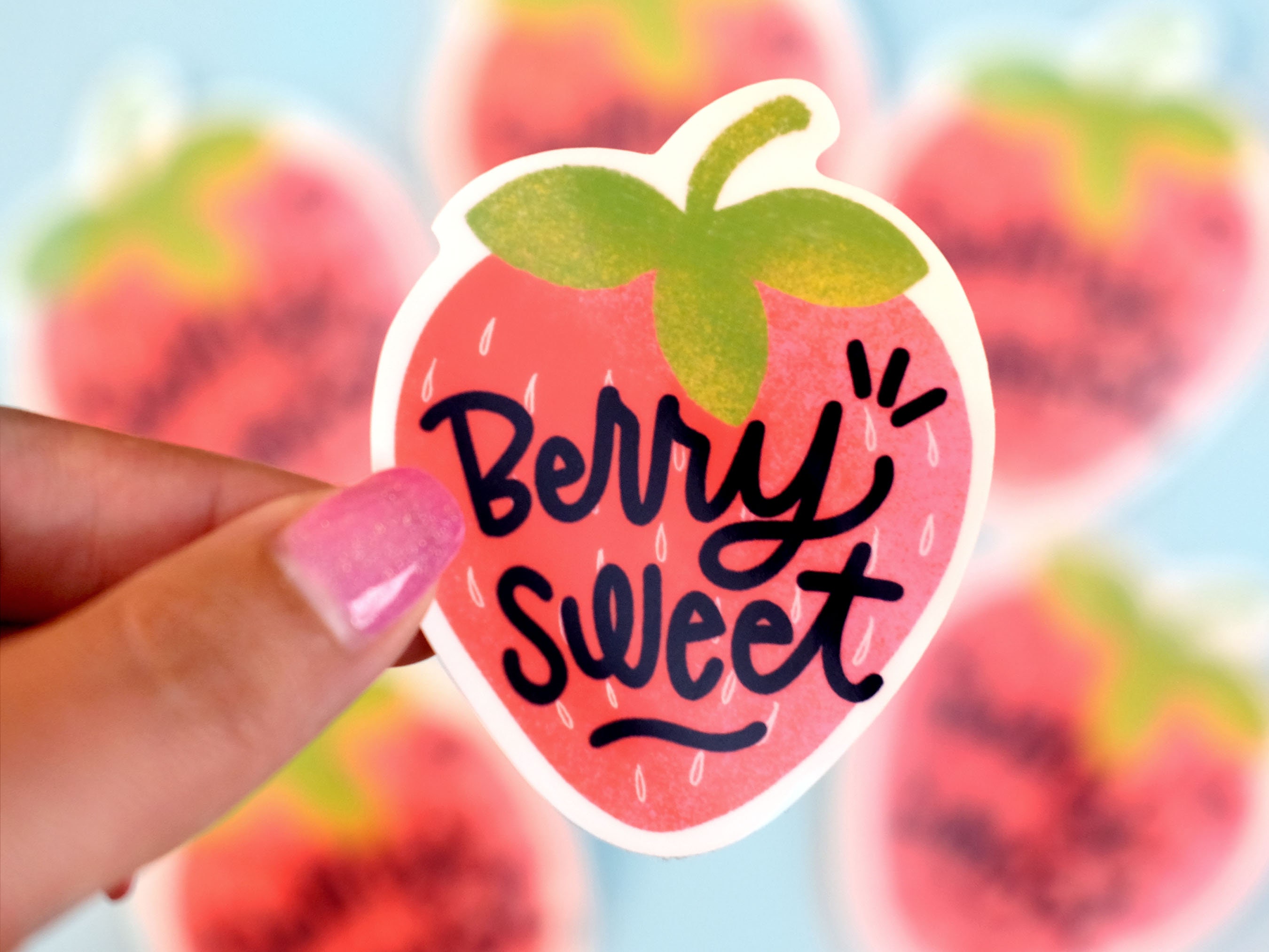 Berry Sweet Strawberry Sticker Cute Illustration and Hand Lettering ...