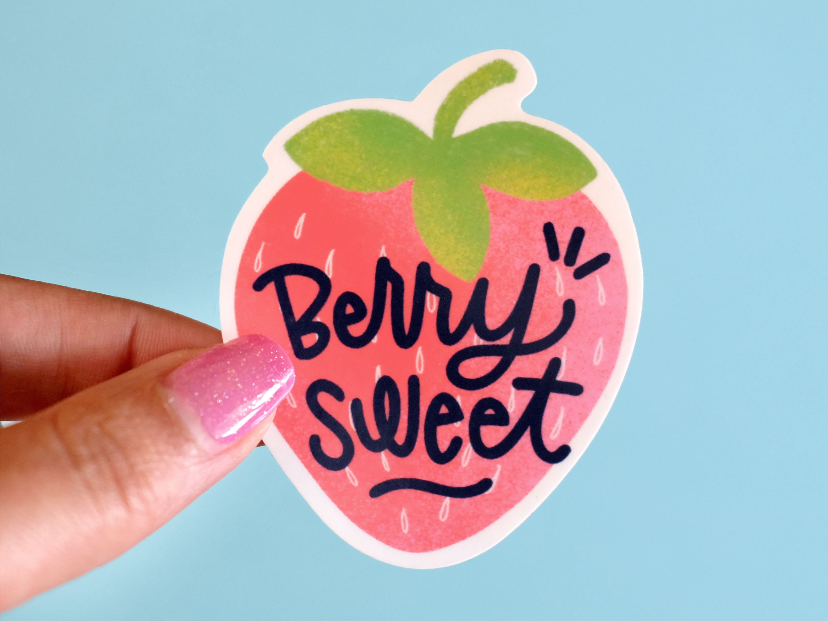 Berry Sweet Strawberry Sticker Cute Illustration and Hand Lettering ...