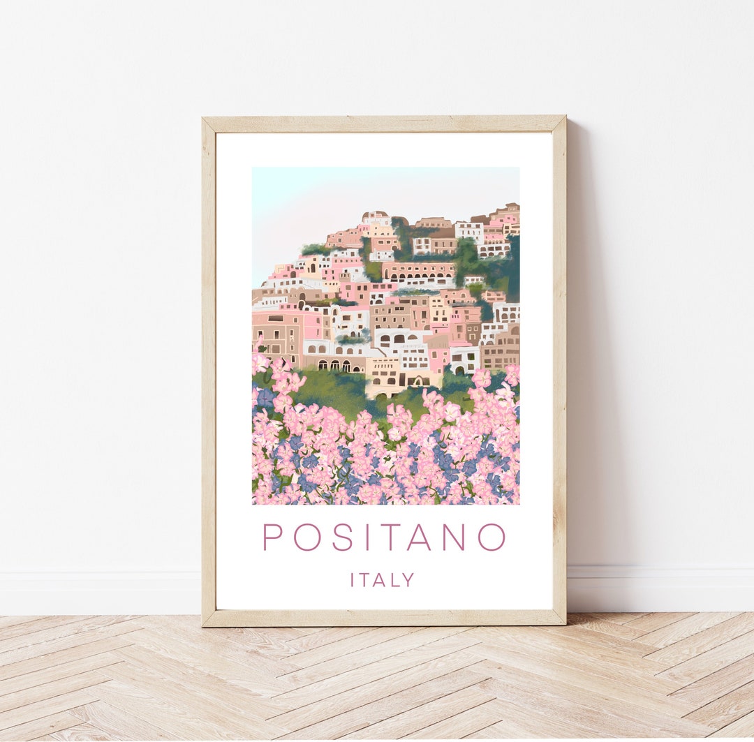 Positano Illustration Art Print for Home Wall, Travel Print, A4, A3, A2 ...