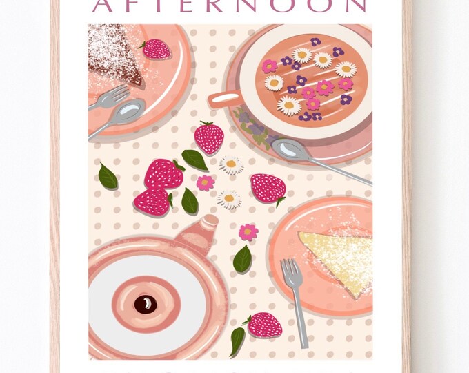 Afternoon Tea, English Tea Art Print, French Art, Kitchen Decor, Food ...