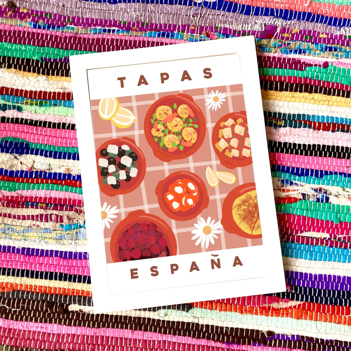 Spanish Tapas Retro Vintage Print Kitchen Decor Food Art | Etsy
