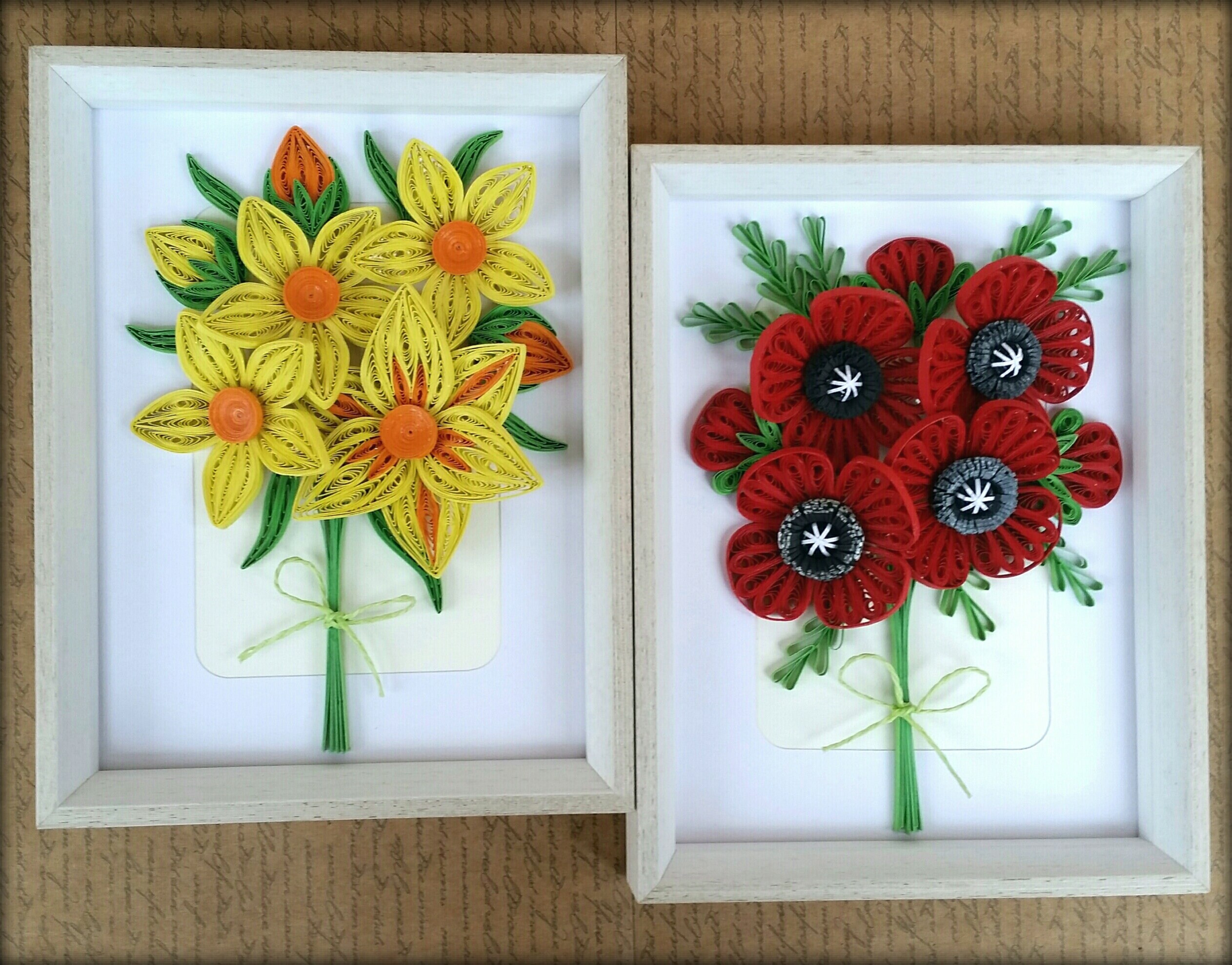 Quilled Poppy Flower Bouquet Framed Quilling Wall Art - Etsy