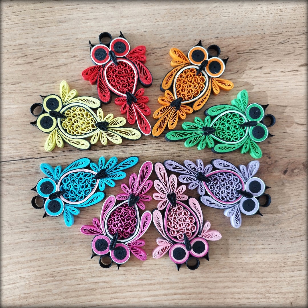 Set of 4 Owls - Quilled Owl Ornament – Small Owl Decor - Gift for Owl ...