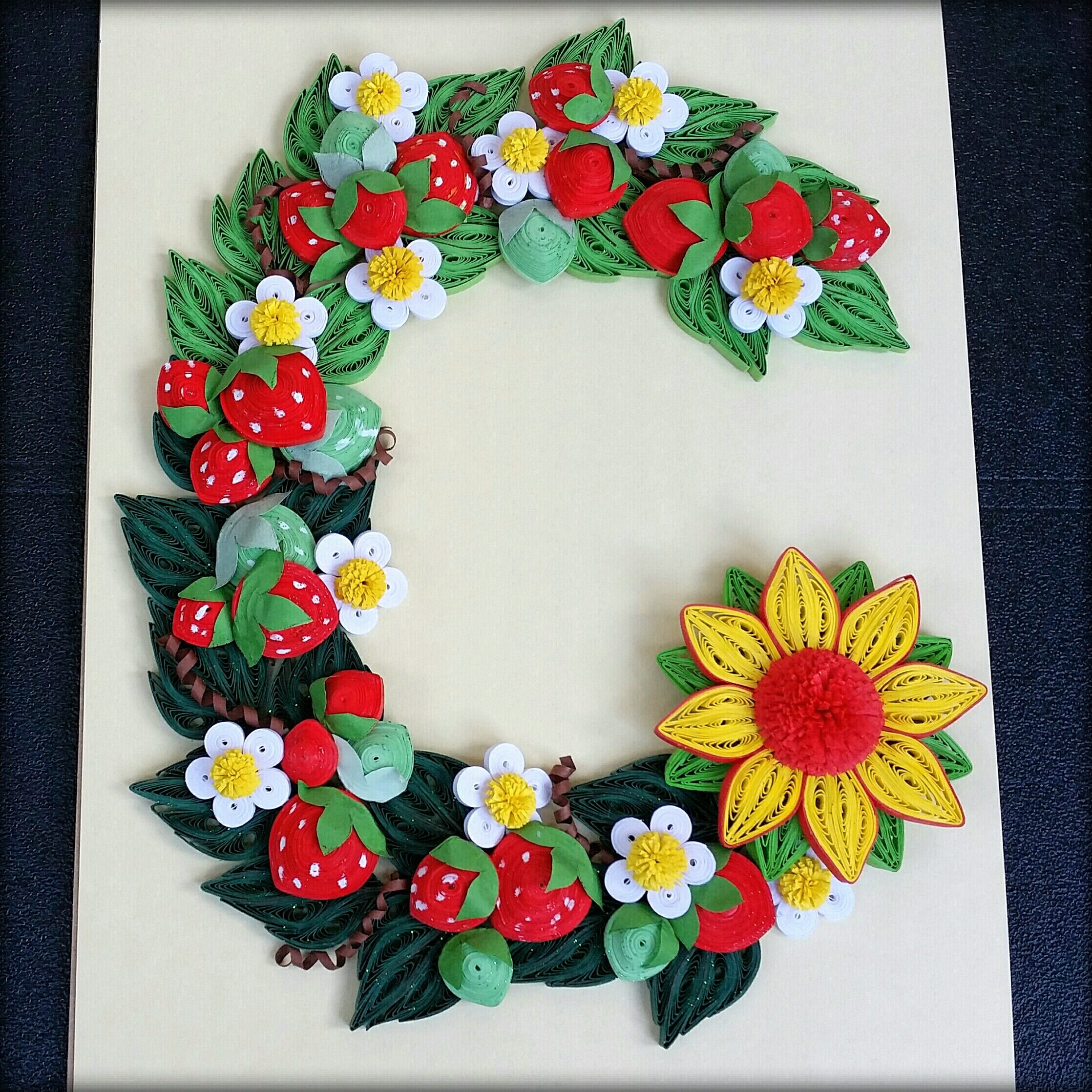 Quilled Strawberry Wreath Quilled Letter C Botanical - Etsy