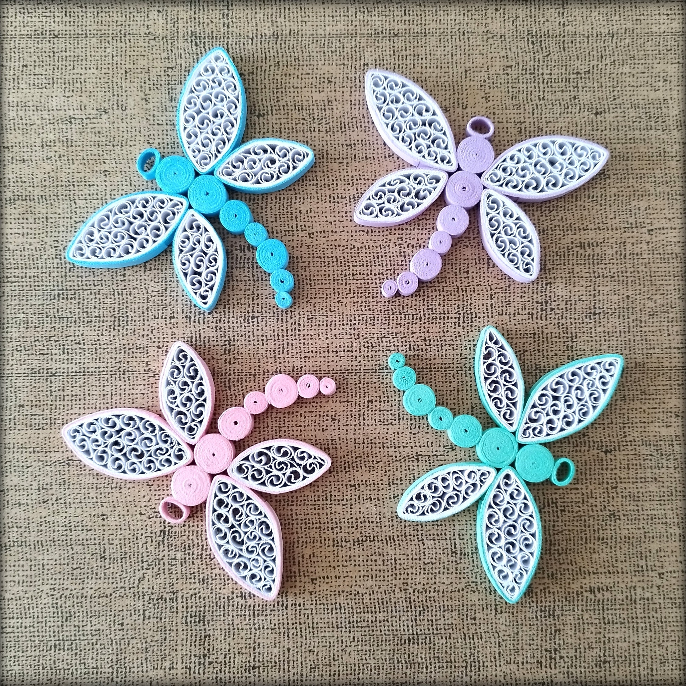 Set of 4 Dragonfly Quilled Dragonfly Ornament Small Dragonfly Decor ...