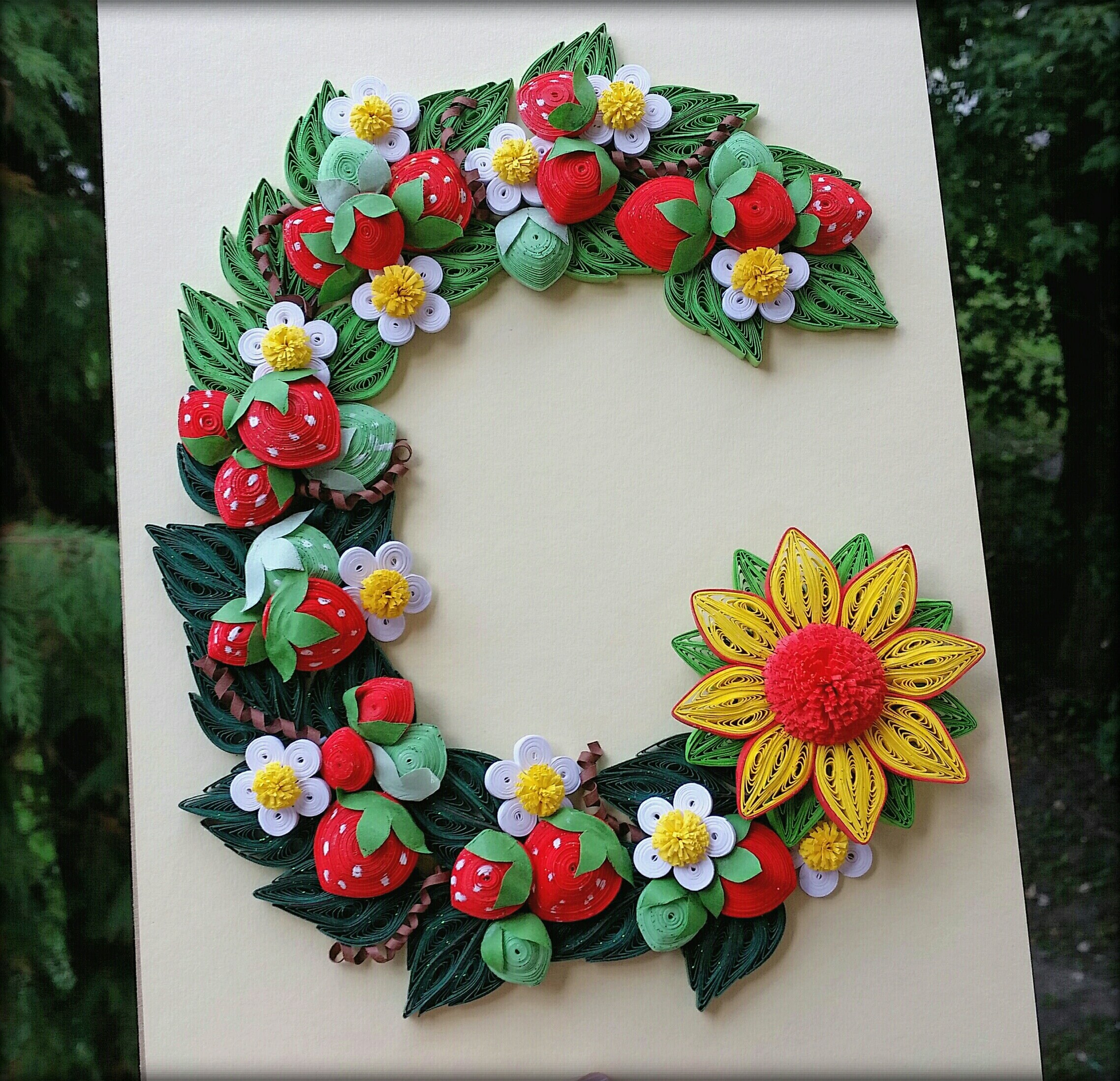 Quilled Strawberry Wreath Quilled Letter C Botanical - Etsy