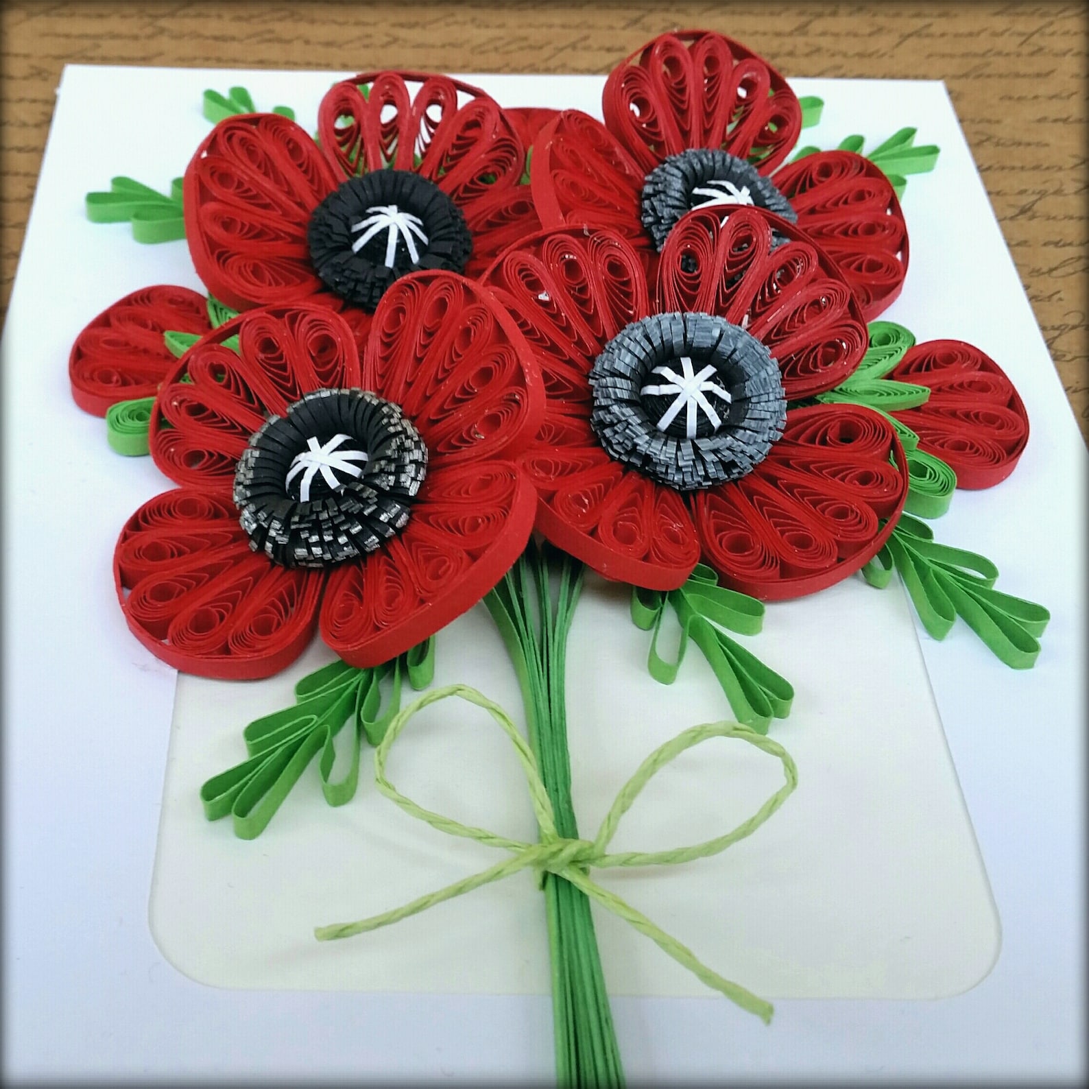 Quilled Poppy Flower Bouquet Framed Quilling Wall Art First Anniversary ...