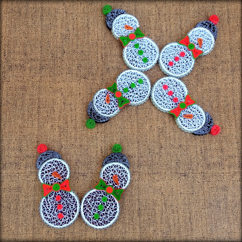 Set of 2 Quilled Snowman Ornament Quilling Christmas Decor - Etsy
