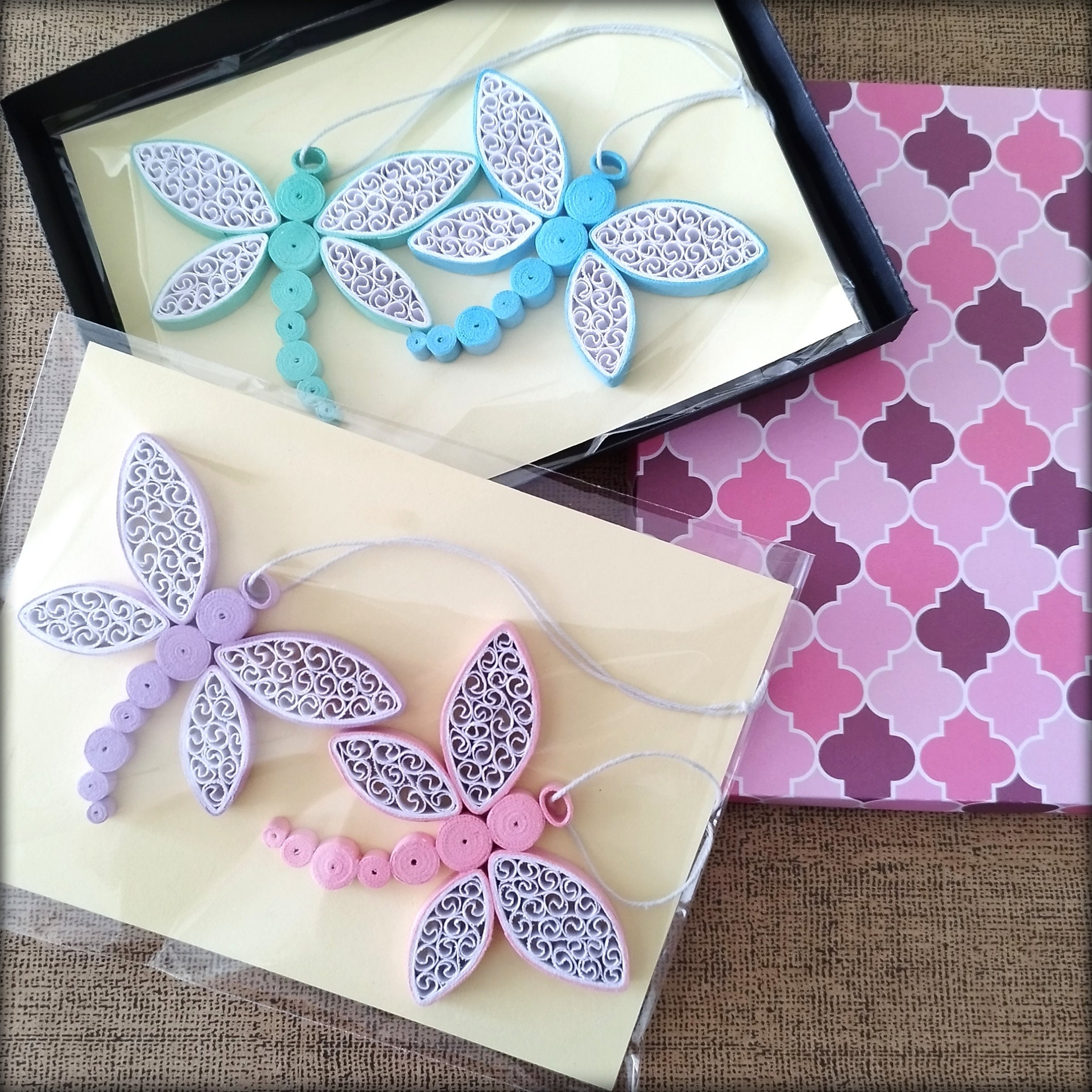 Set of 4 Dragonfly Quilled Dragonfly Ornament Small Dragonfly Decor ...