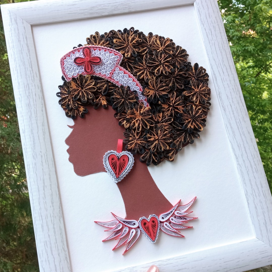 Quilling Girl With Curly Hair With Frame Medical Student Gift Nurse ...