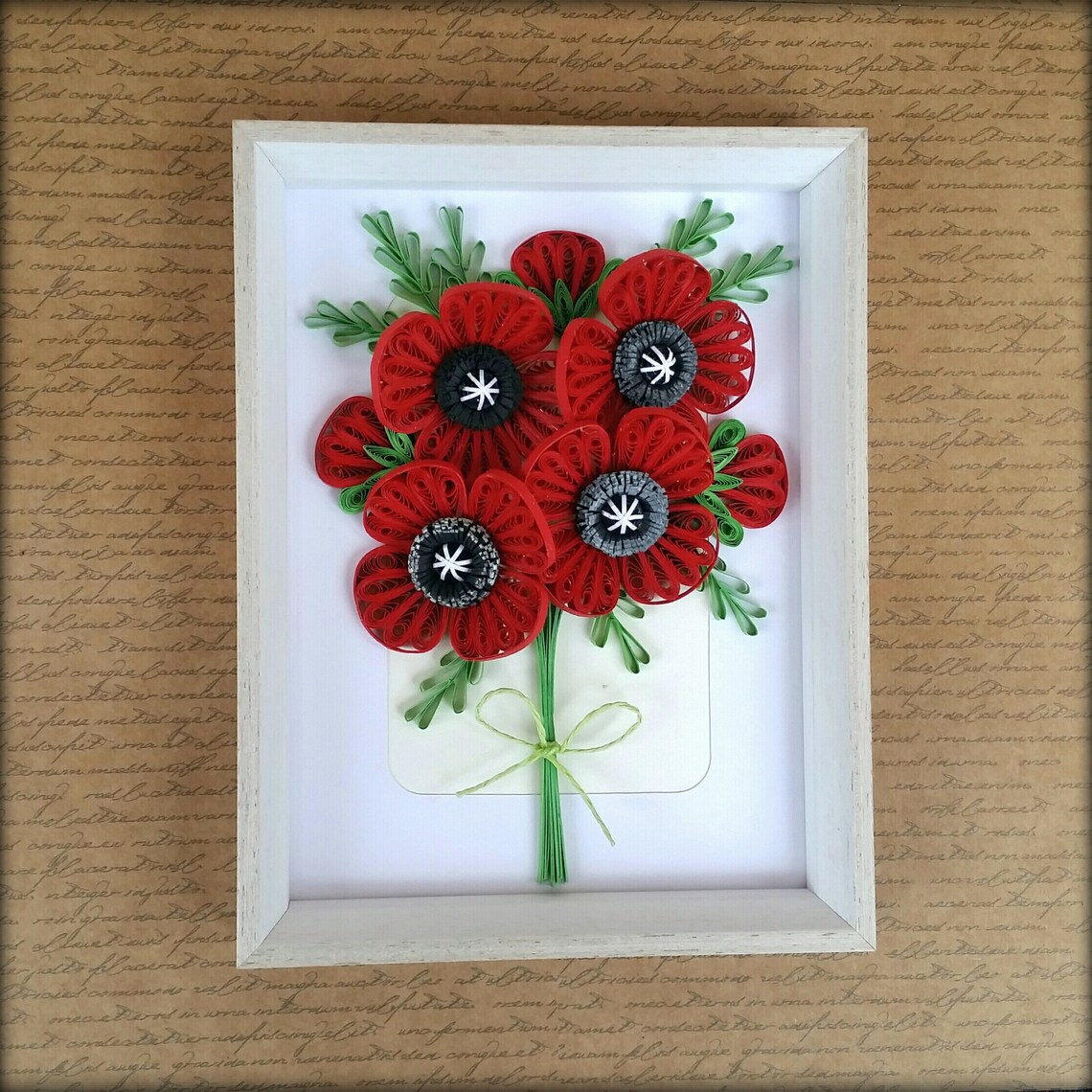 Quilled Poppy Flower Bouquet Framed Quilling Wall Art - Etsy