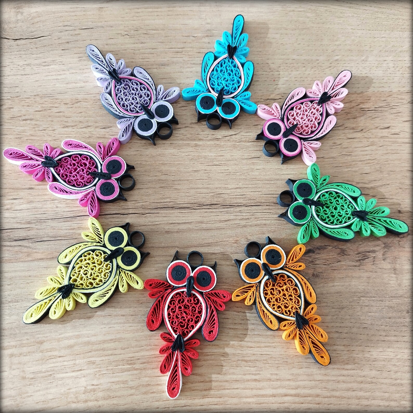 Set of 4 Owls Quilled Owl Ornament Small Owl Decor Gift - Etsy