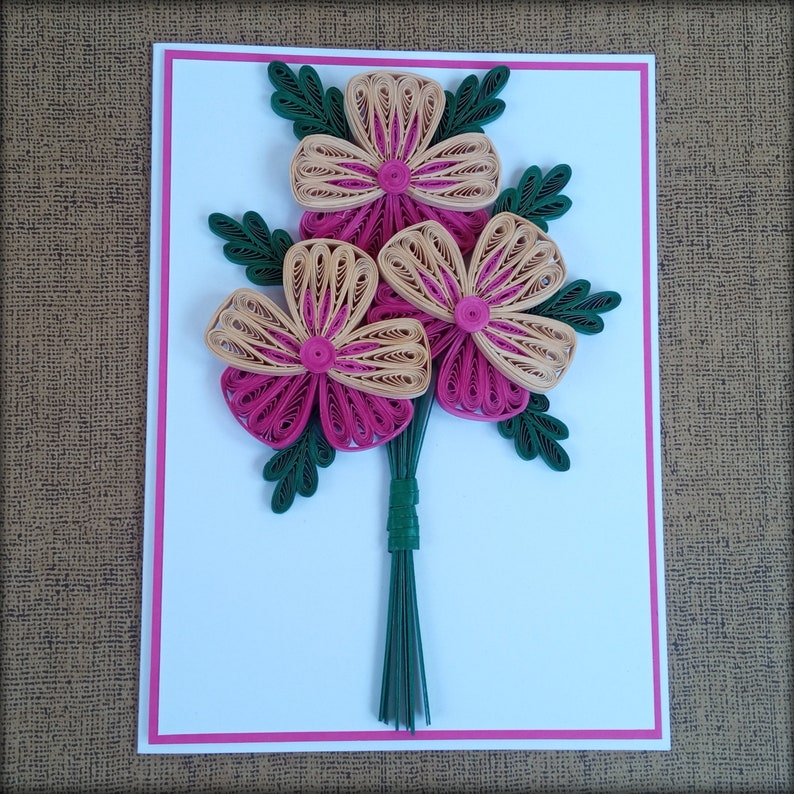 Quilled Pansy Flowers Card Paper Pansies Bouquet Greeting - Etsy