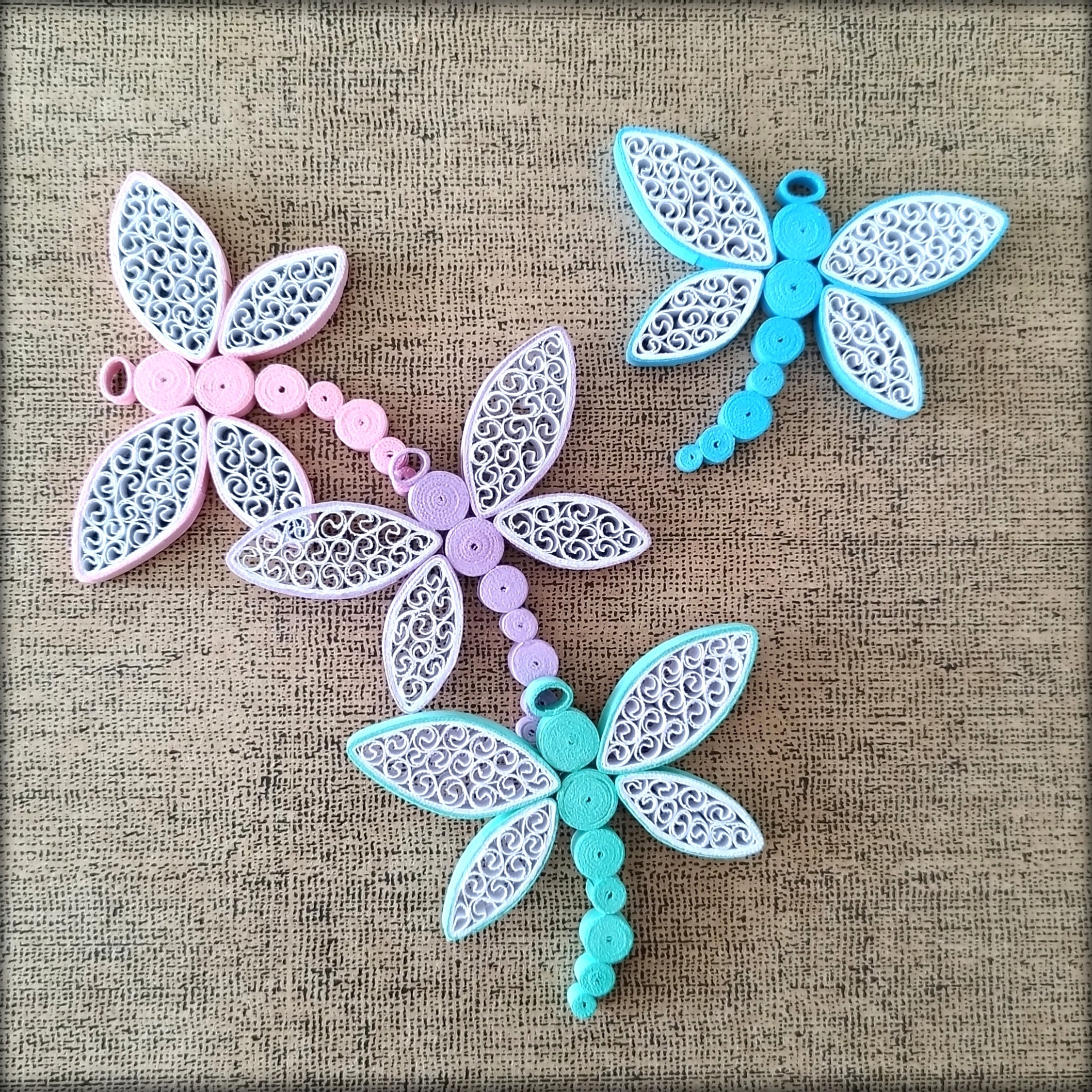 Set of 4 Dragonfly Quilled Dragonfly Ornament Small Dragonfly Decor ...