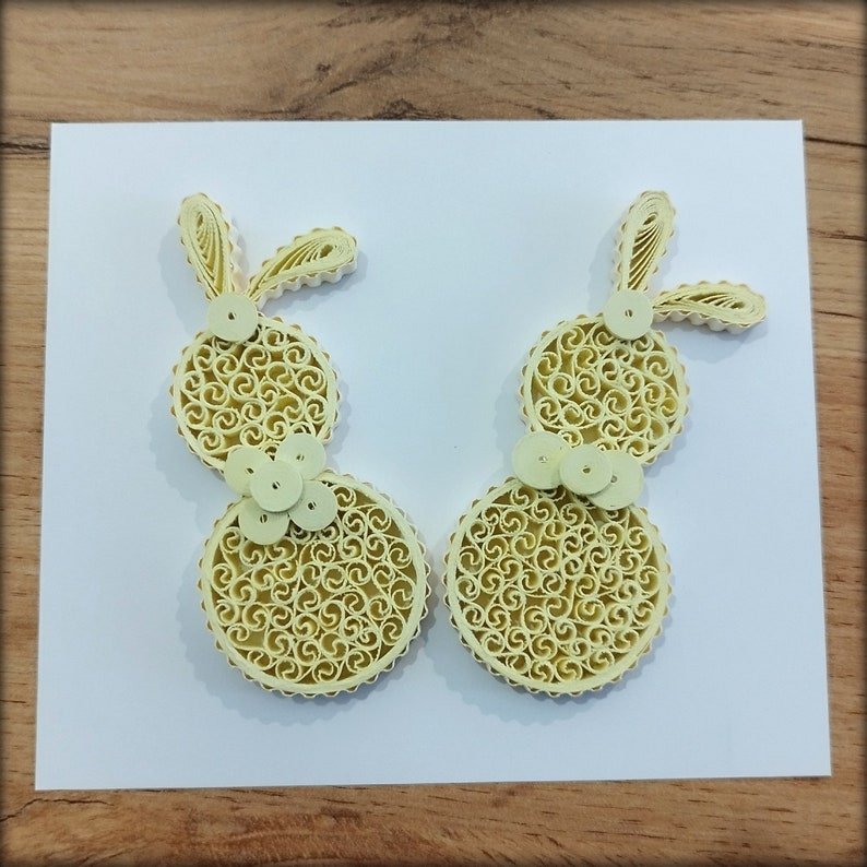 Set of 2 Quilled Small Bunny Rabbit Paper Ornament Paper Bunnies Mini ...