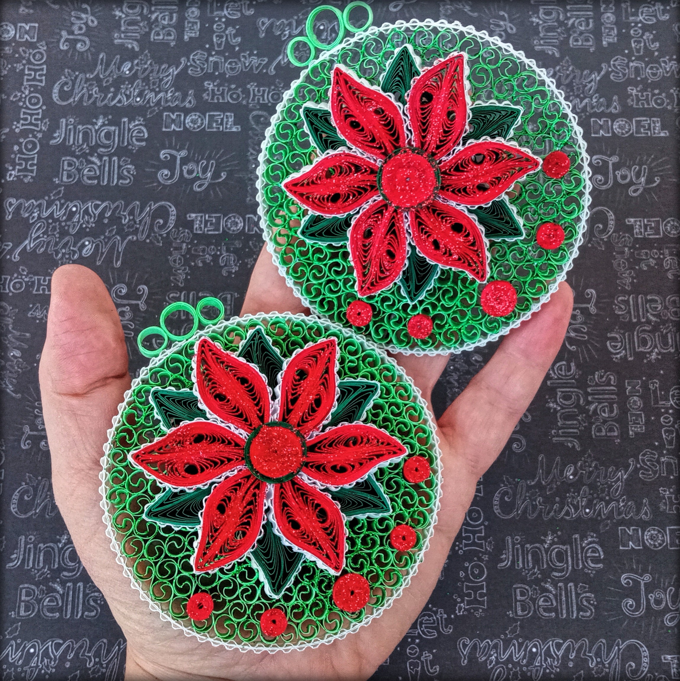 Quilling Ball-shaped Christmas Decoration Quilled Poinsettia Flower ...