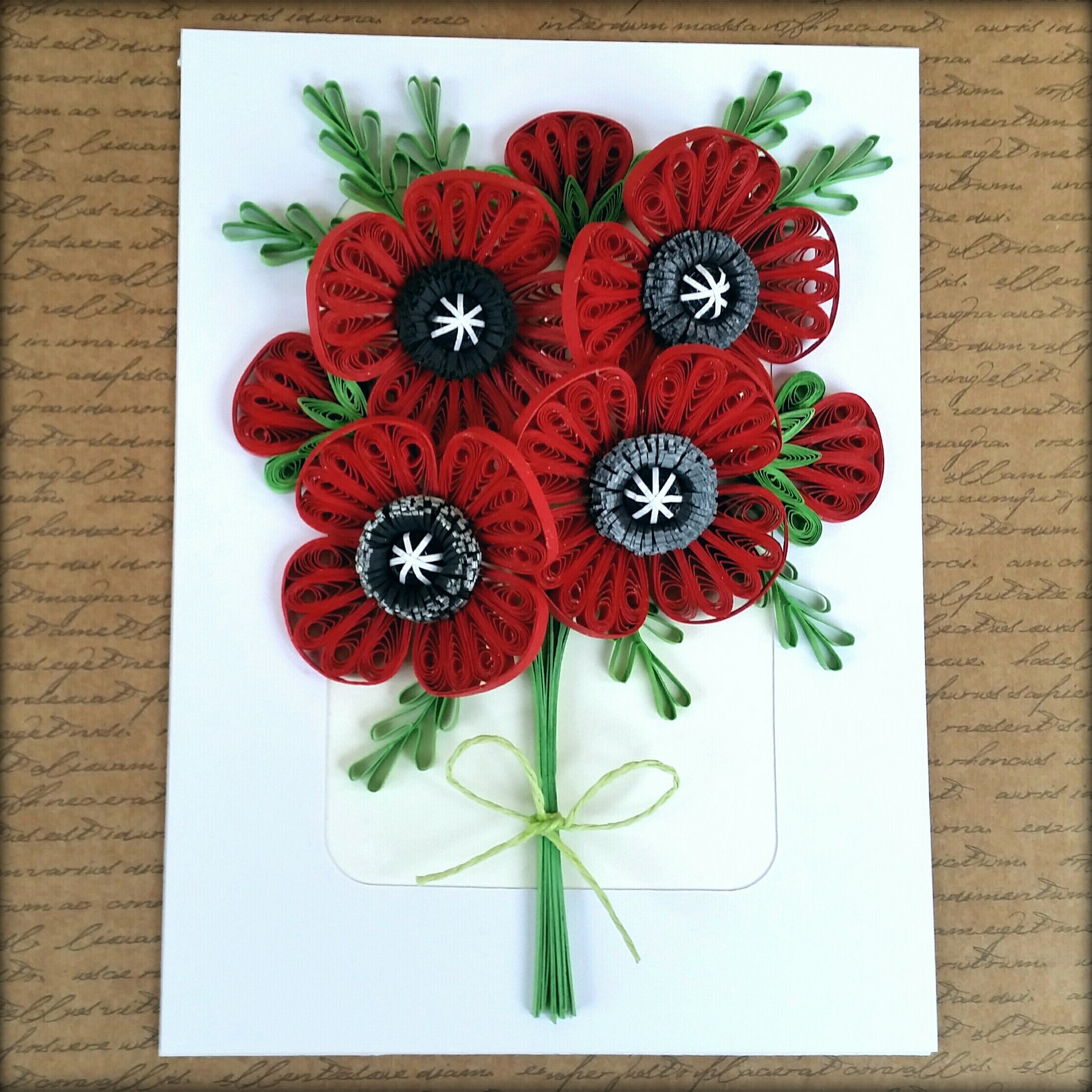 Quilled Poppy Flower Bouquet Framed Quilling Wall Art First Anniversary ...