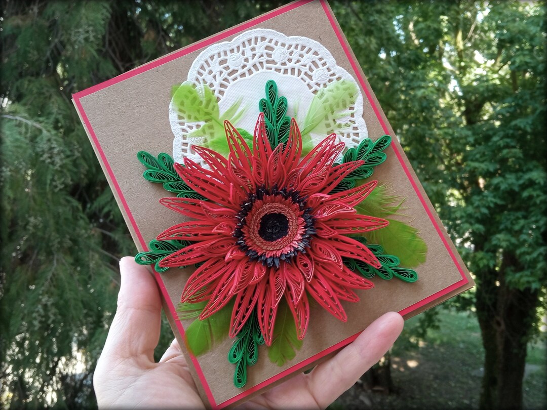 Quilled Gerbera Daisy Card Quilled Flower Card Anniversary - Etsy