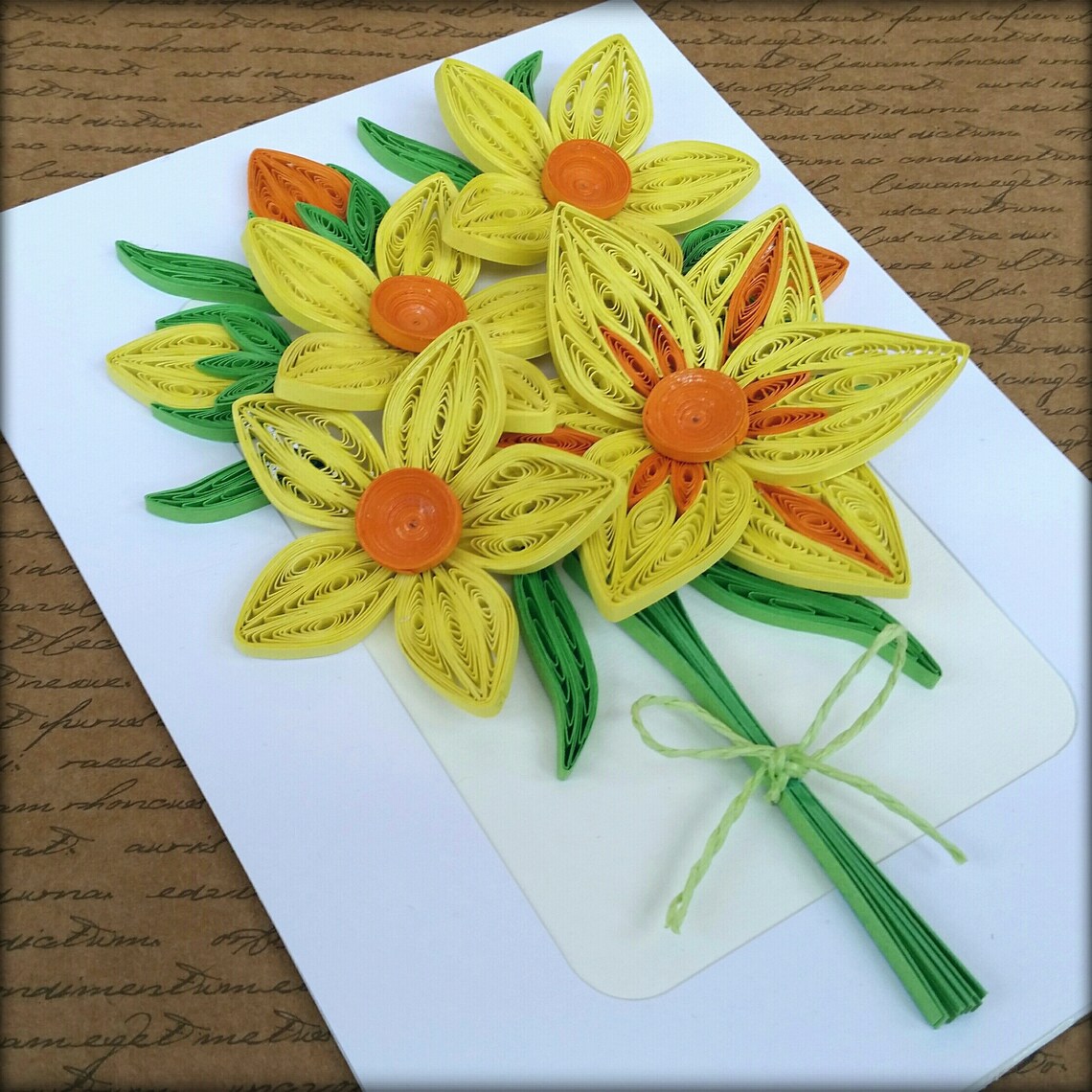 Quilled Daffodil Flower Bouquet Framed Quilling Daffodil | Etsy
