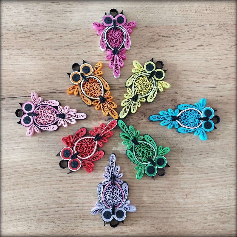 Set of 4 Owls Quilled Owl Ornament Small Owl Decor Gift - Etsy