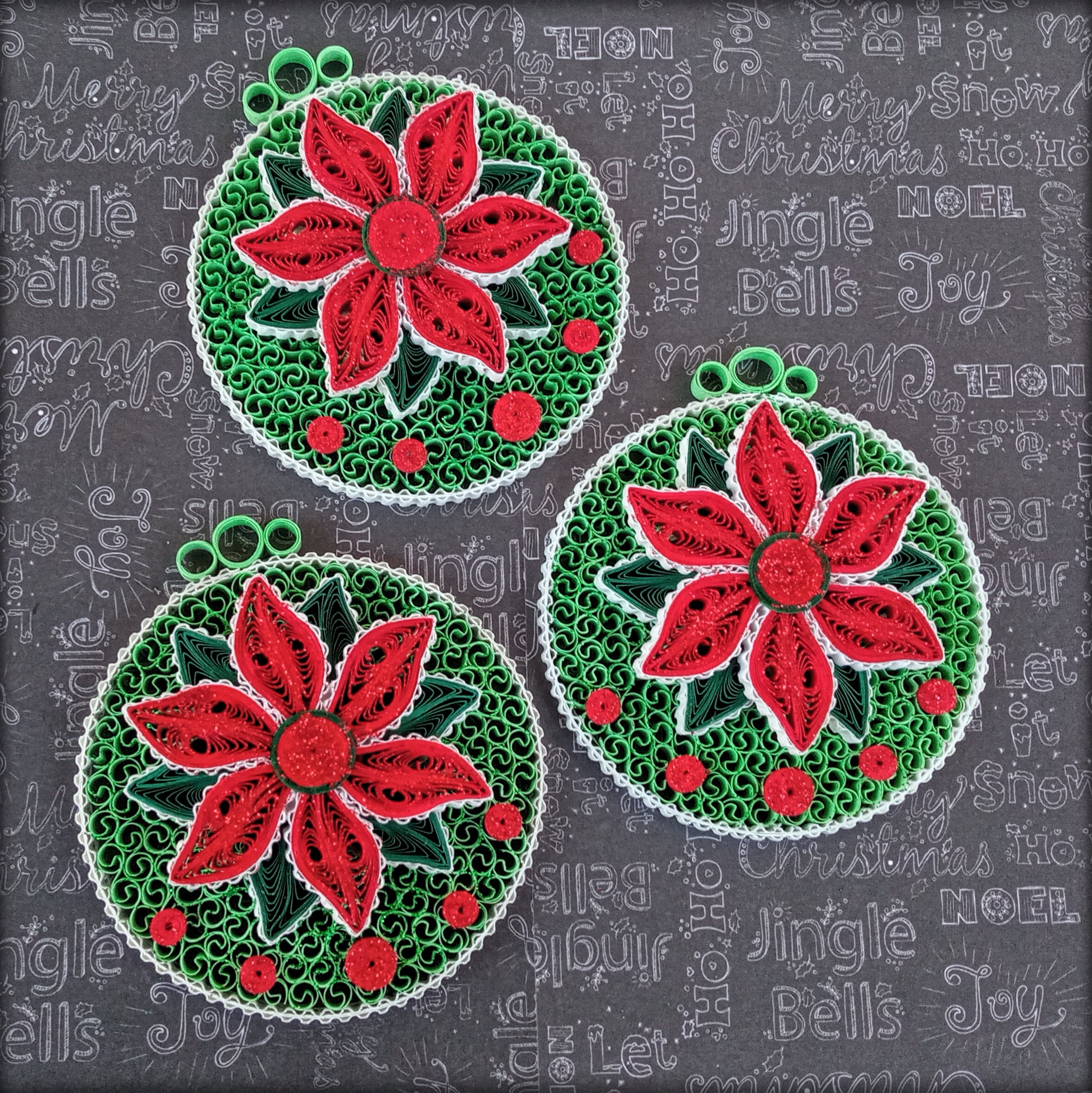 Quilling Ball-shaped Christmas Decoration Quilled Poinsettia Flower ...